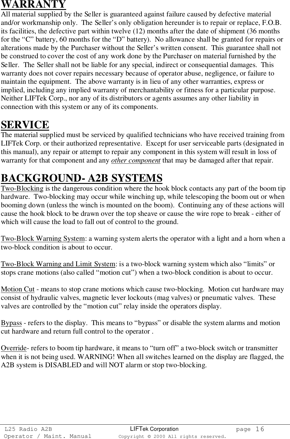 LifTek L25RS Anti-Two-Block Transmitter User Manual users manual