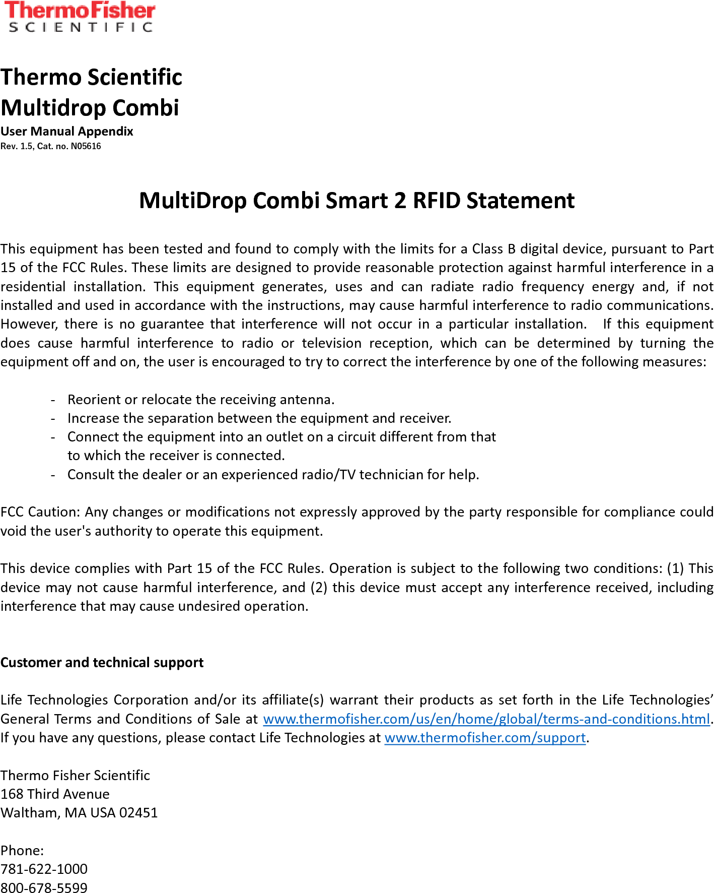 Life Technologies 836MCSM MultiDrop Combi Smart 2 User Manual appendix ...