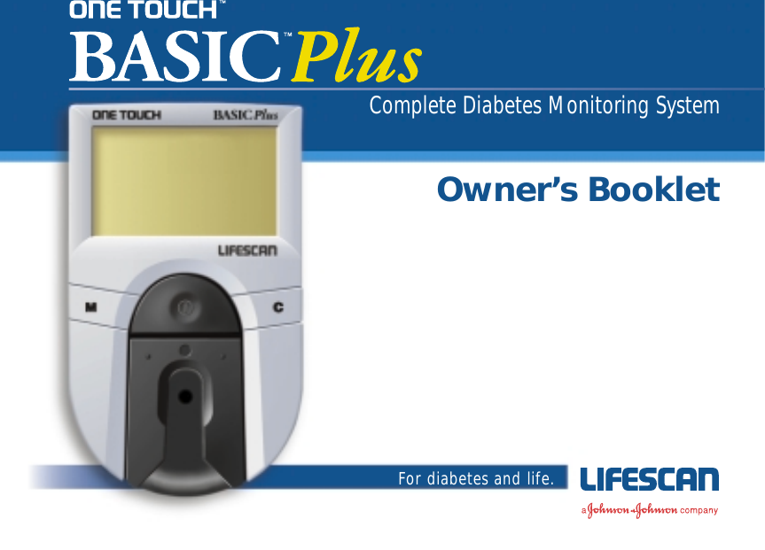 Lifescan One Touch Basic Plus Diabetes Monitoring System Users Manual ...
