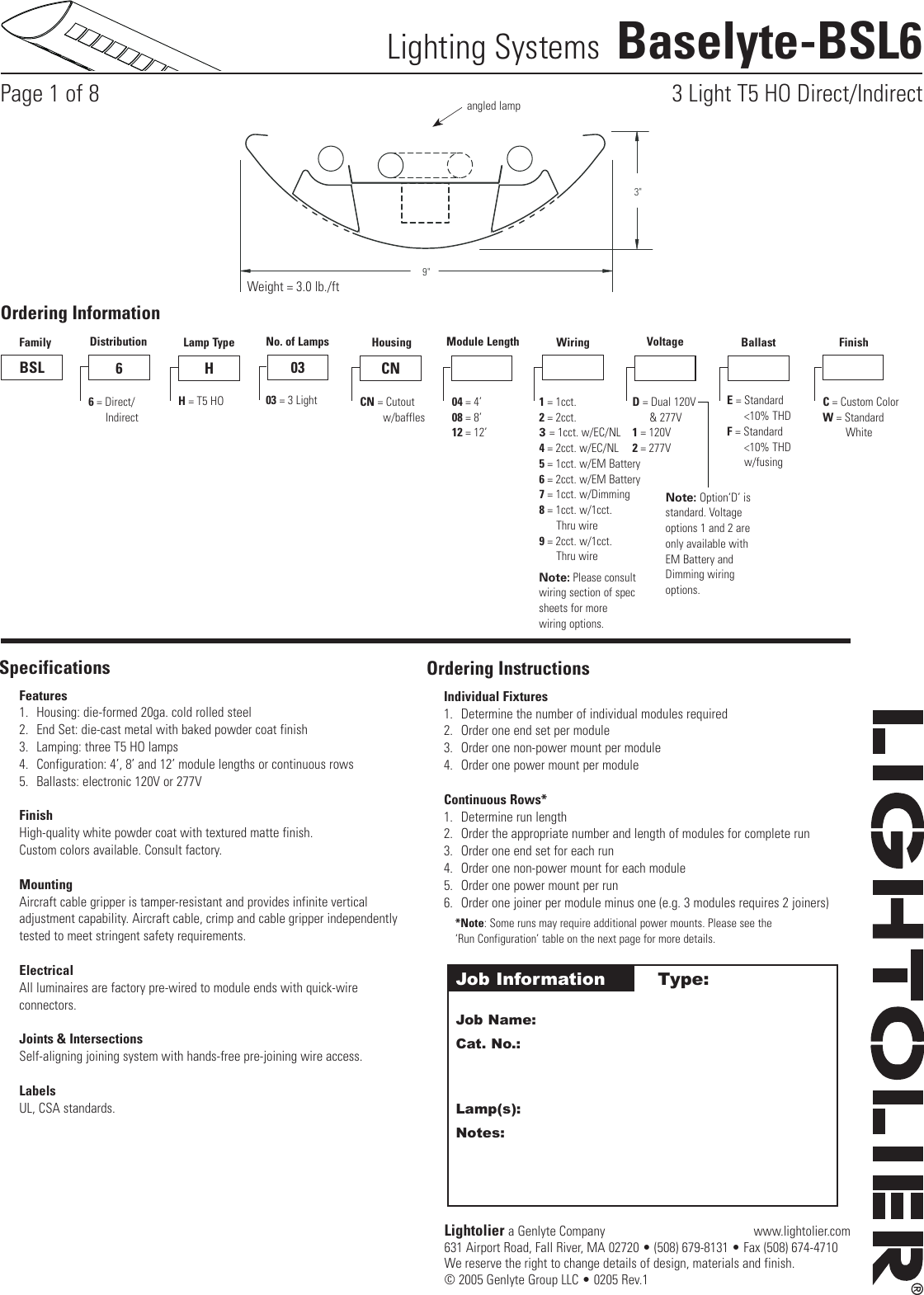 Lightolier Lighting Systems Baselyte Bsl6 Users Manual