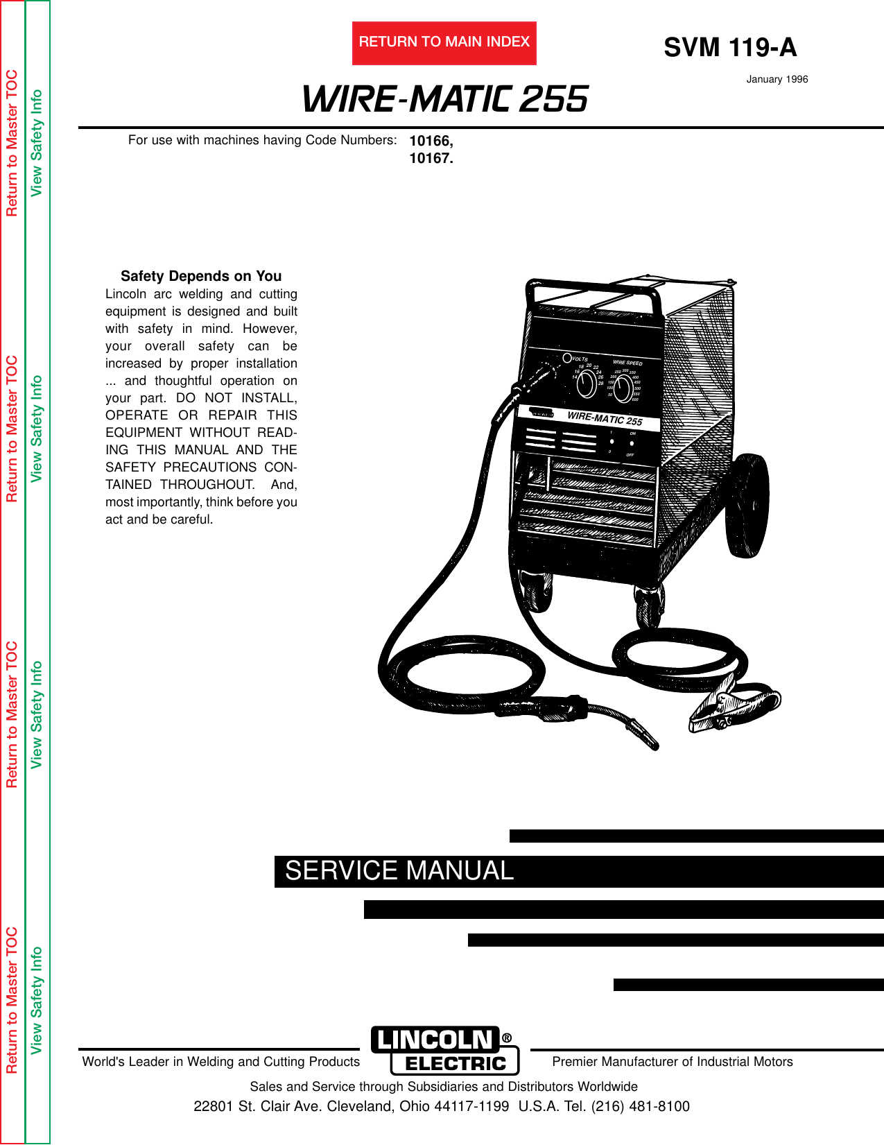 Lincoln Electric Wire Matic 255 Svm 119 A Users Manual Svm119a