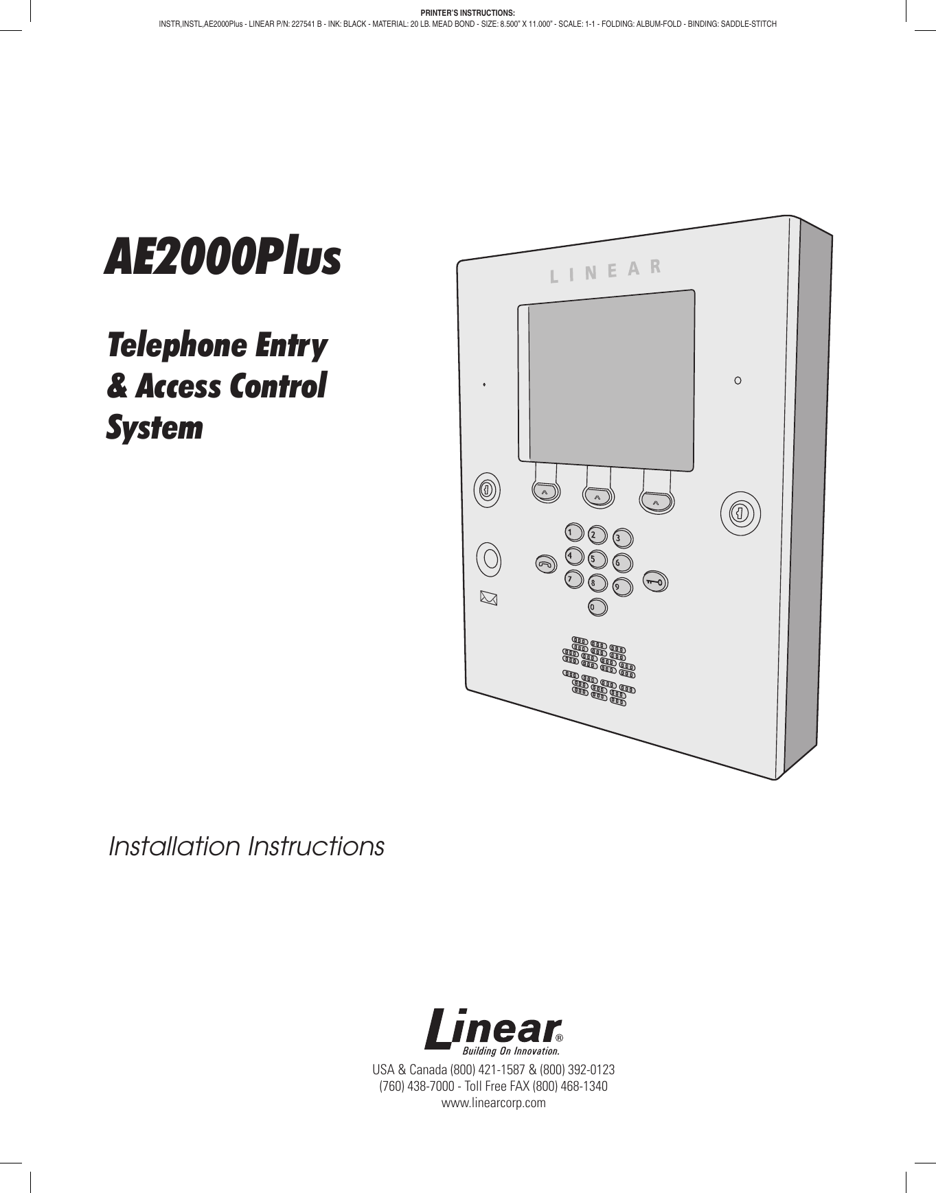 Linear Ae2000Plus Users Manual 227541B