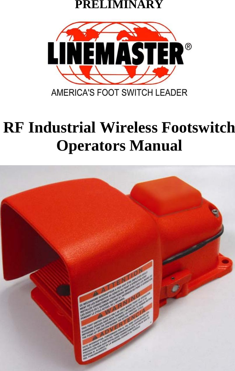 Linemaster Switch SP-831 Footswitch User Manual Guarantee