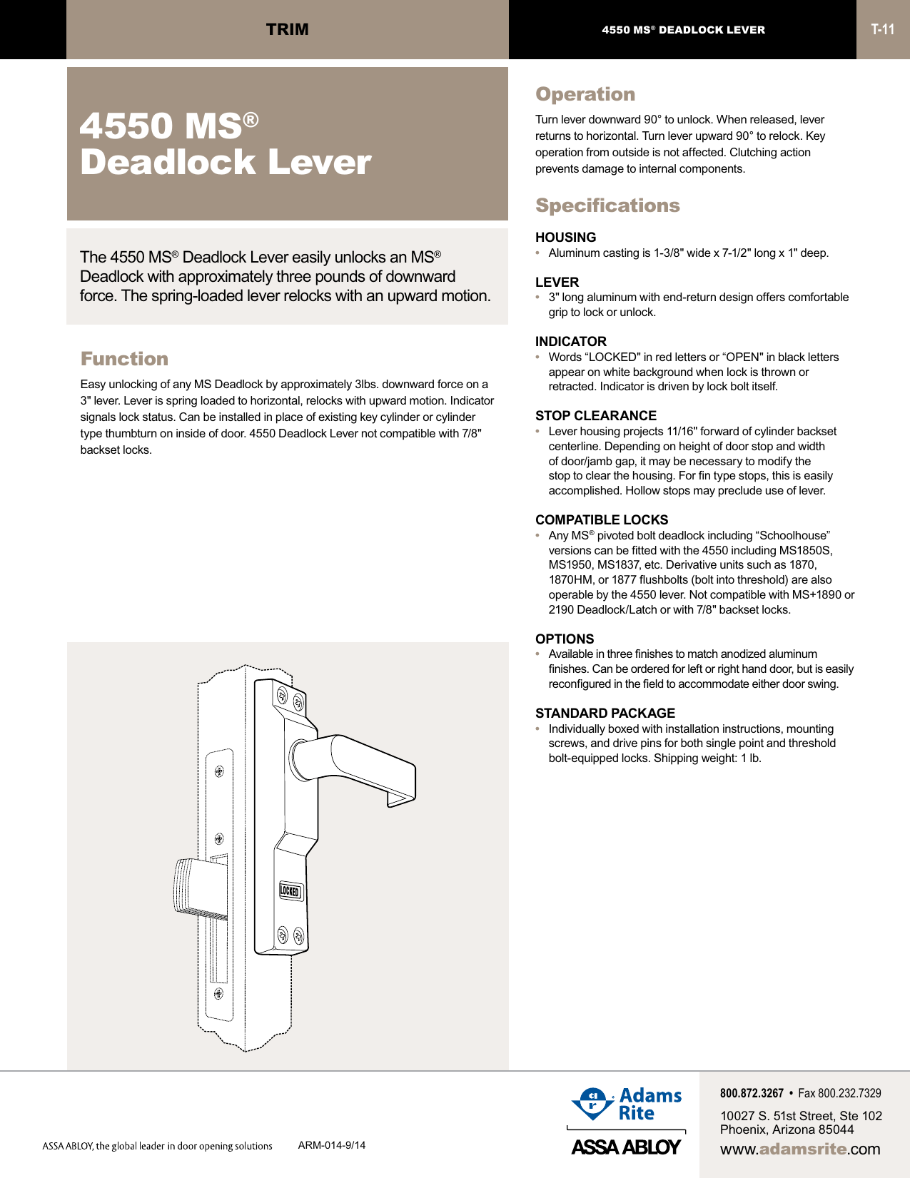 Locks 4550 MS Deadlock Lever