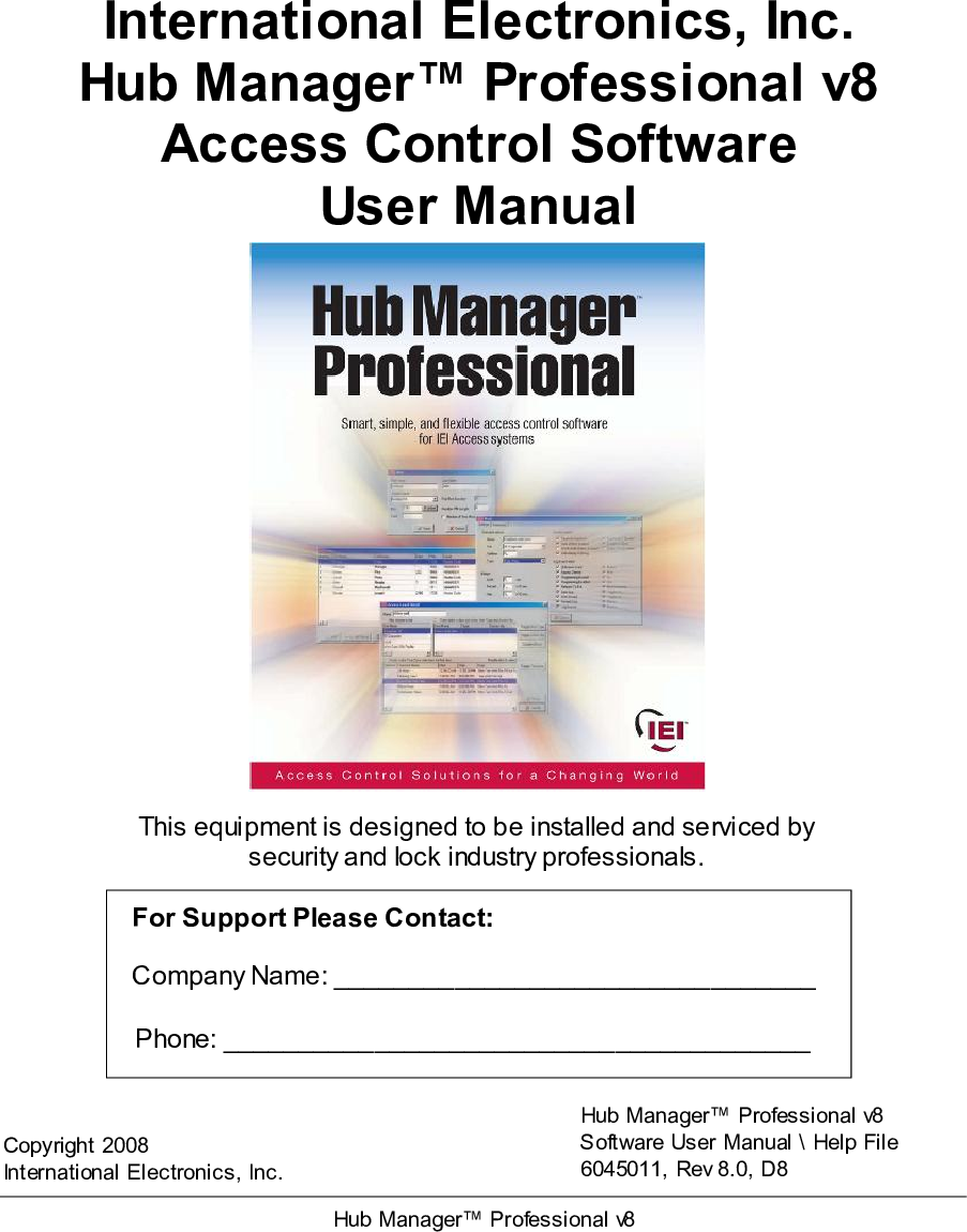 Locks IEI Hub Manager Professional V8 User Ms ...