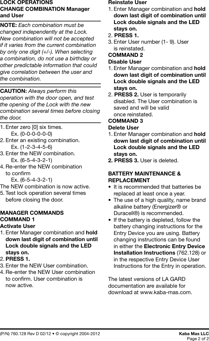 Locks Basic Series 3802 Firmware Manager Instructions La Gard ...