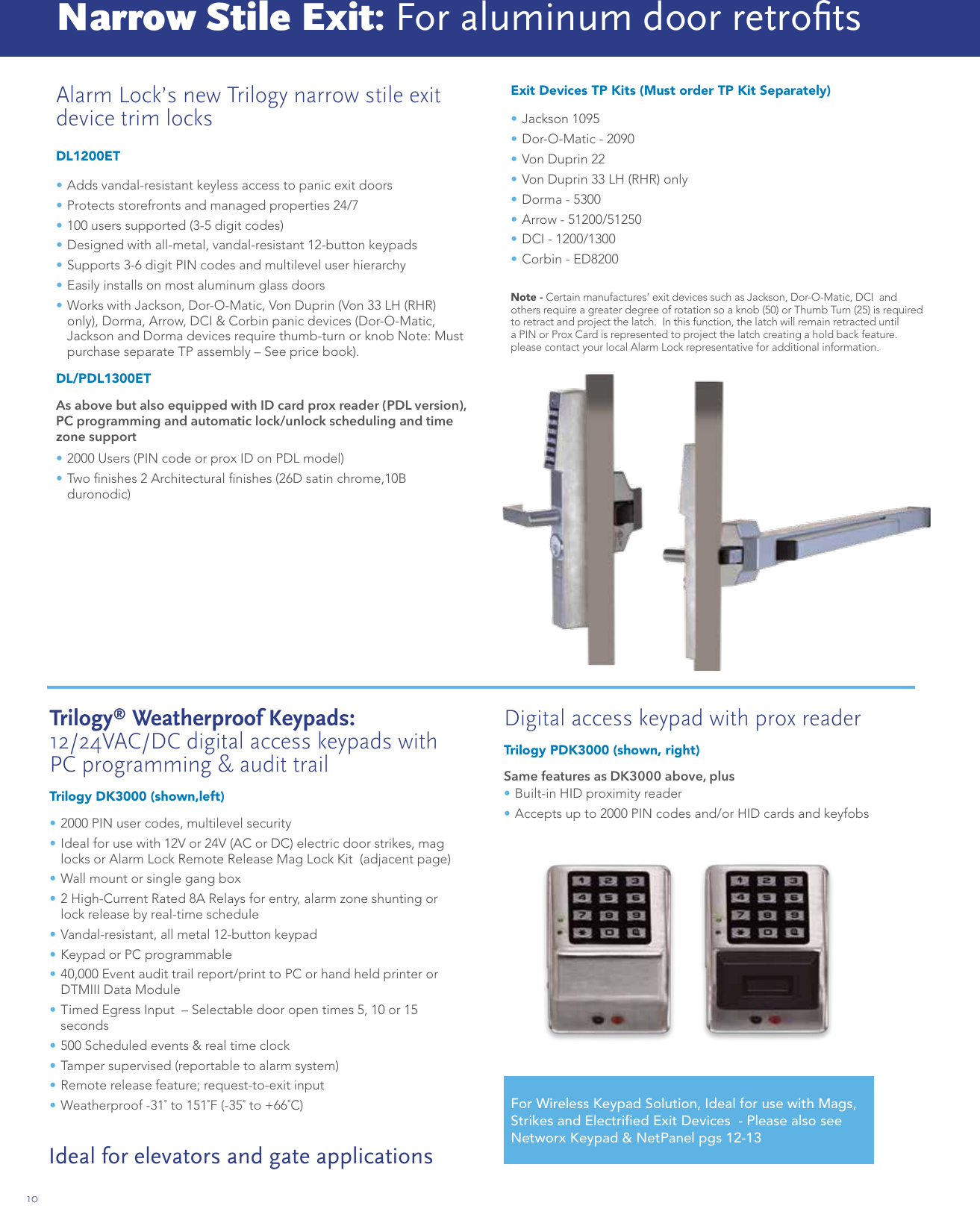 Locks DL1200ET/DL1300ET Narrow Stile Trim For Exit Devices Dl1200et ...
