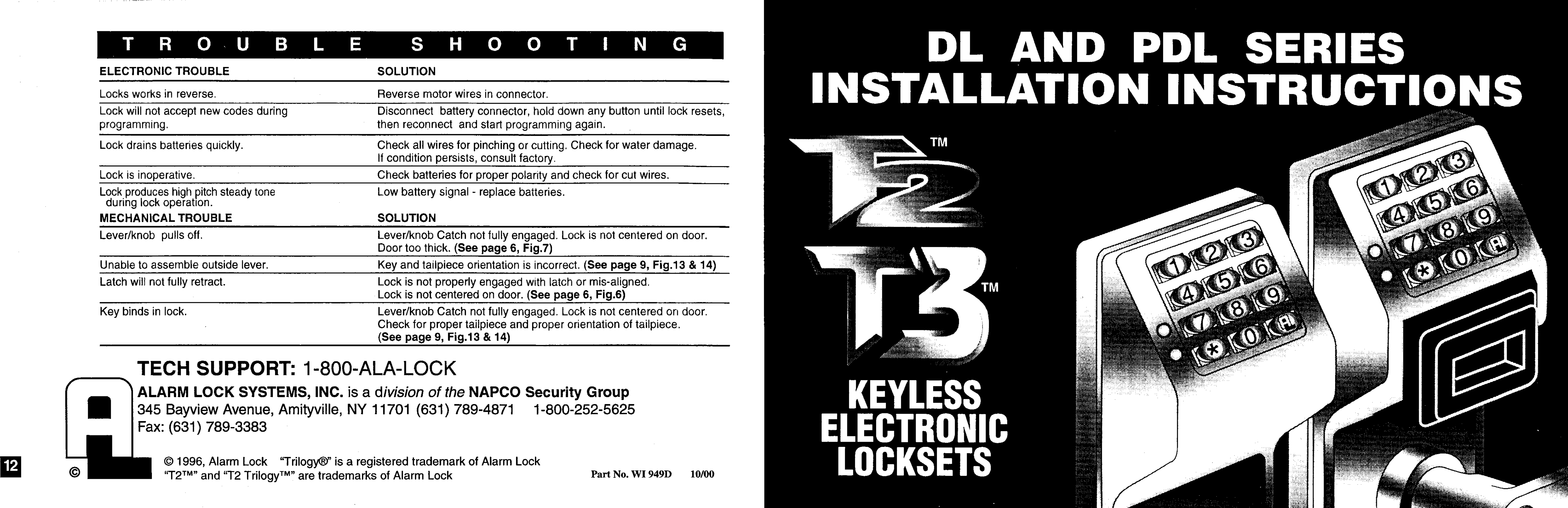 Locks DL SERIES_WI949D_INST Installation Instructions Inst dl3000