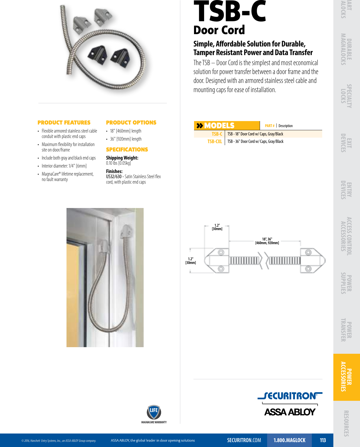 Locks TSB C Door Cord Tsbc