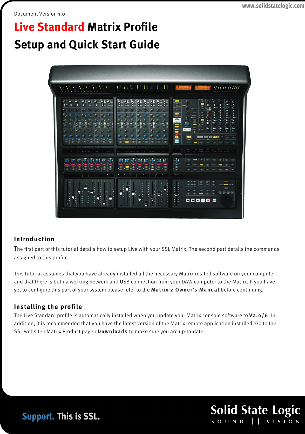 Live Standard Matrix Profile Setup And Quick Start Guide