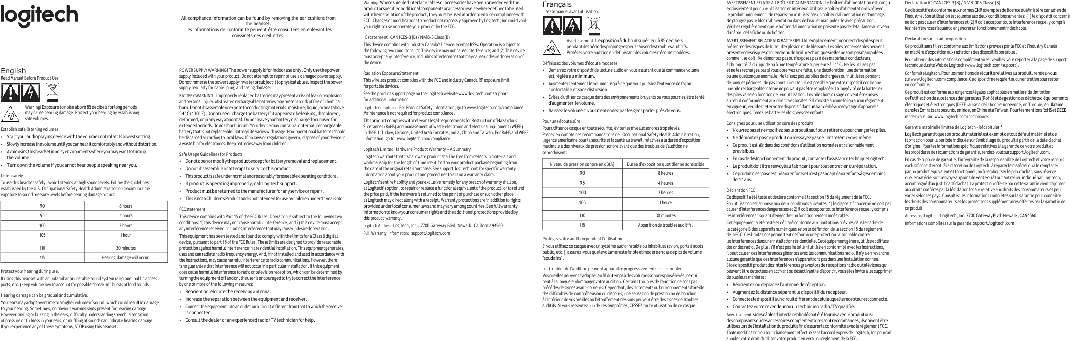 Logitech Far East A00082 Wireless Headset User Manual Users manual ...