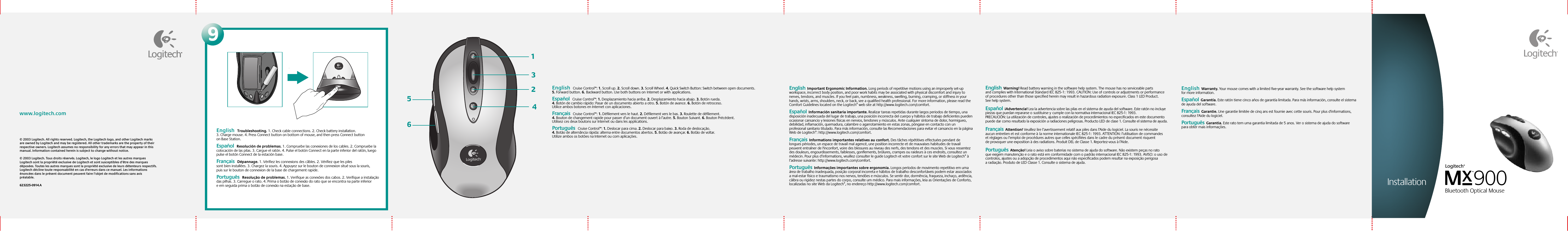 Logitech 201662 Bluetooth Wireless Mouse User Manual 623225 0403 Back