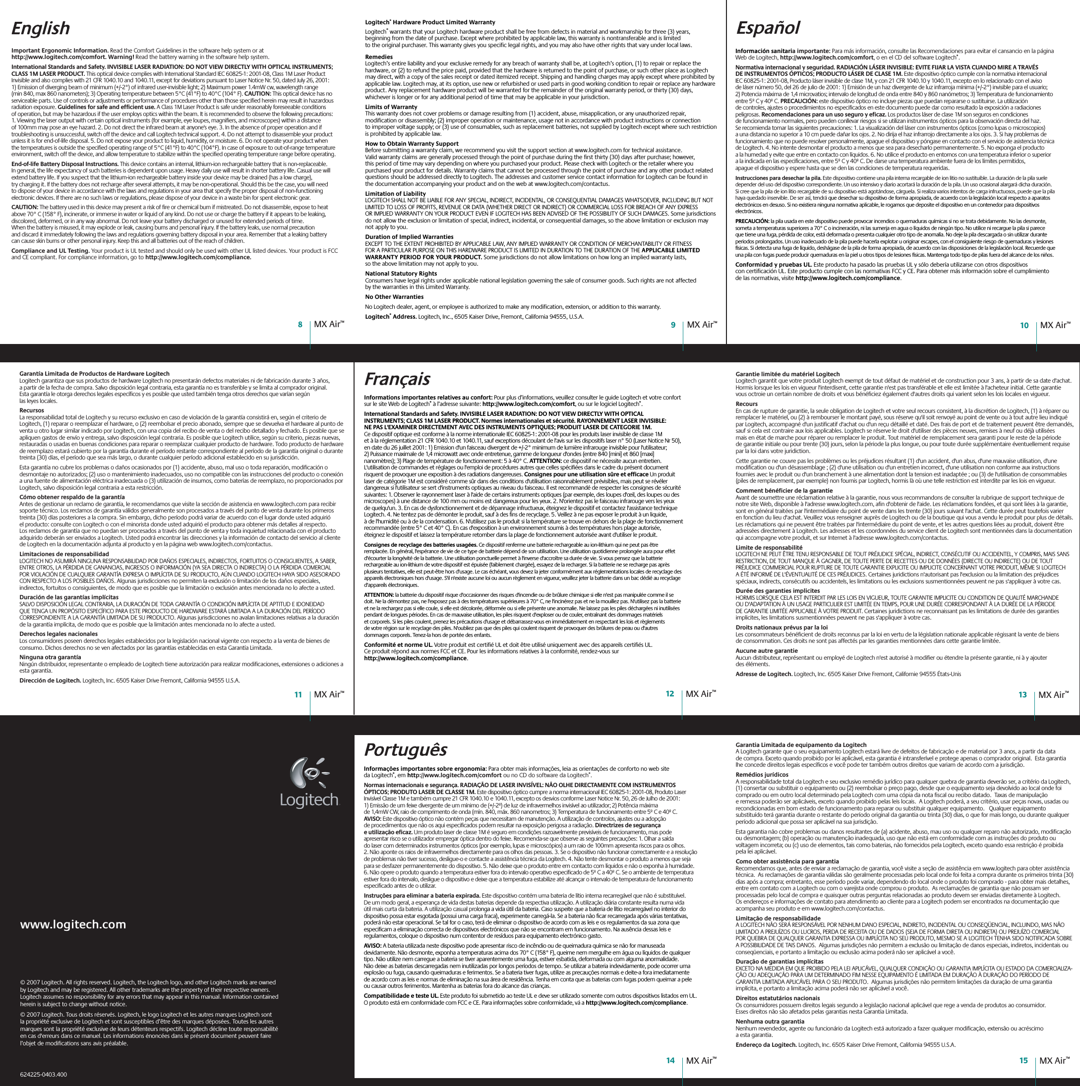 Logitech 202797 Cordless mouse User Manual 623059 0914 Stingray22 ai