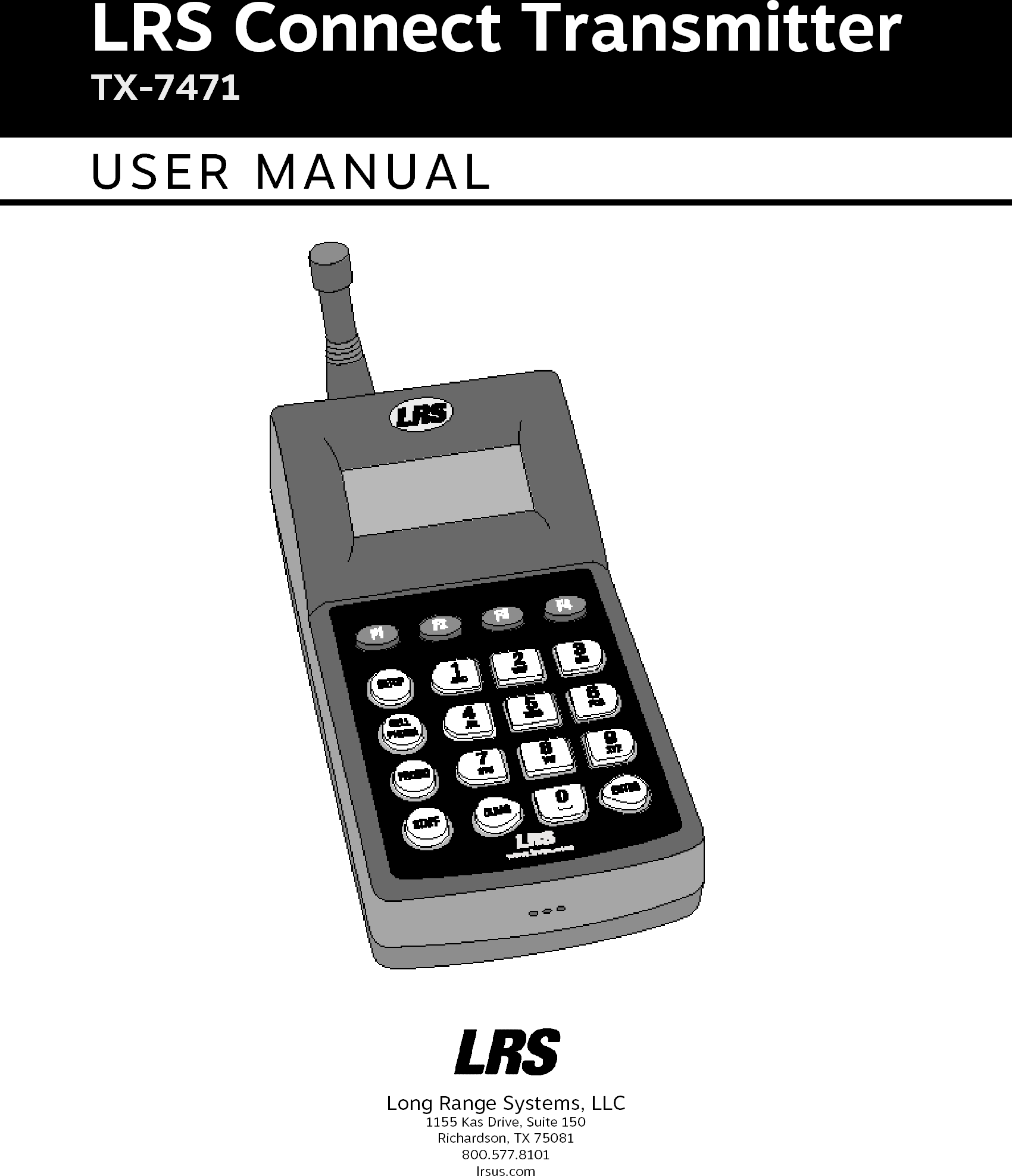 Long Range Systems TX7471 Paging transmitter User Manual