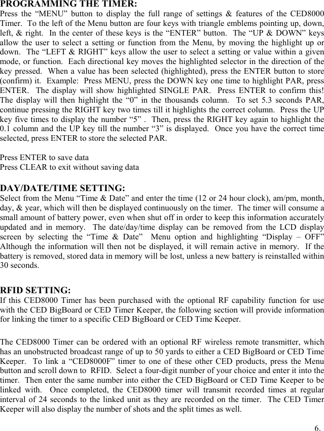 Longmax CED8000 Shooting Timer with RF (Transmitter) User Manual MESSRS