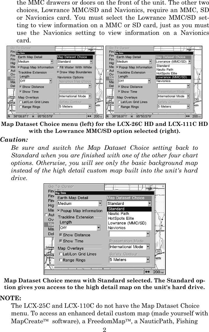 Lowrance Electronic 110 Users Manual LCX 110C, 111C HD, 25C And 26C HD ...