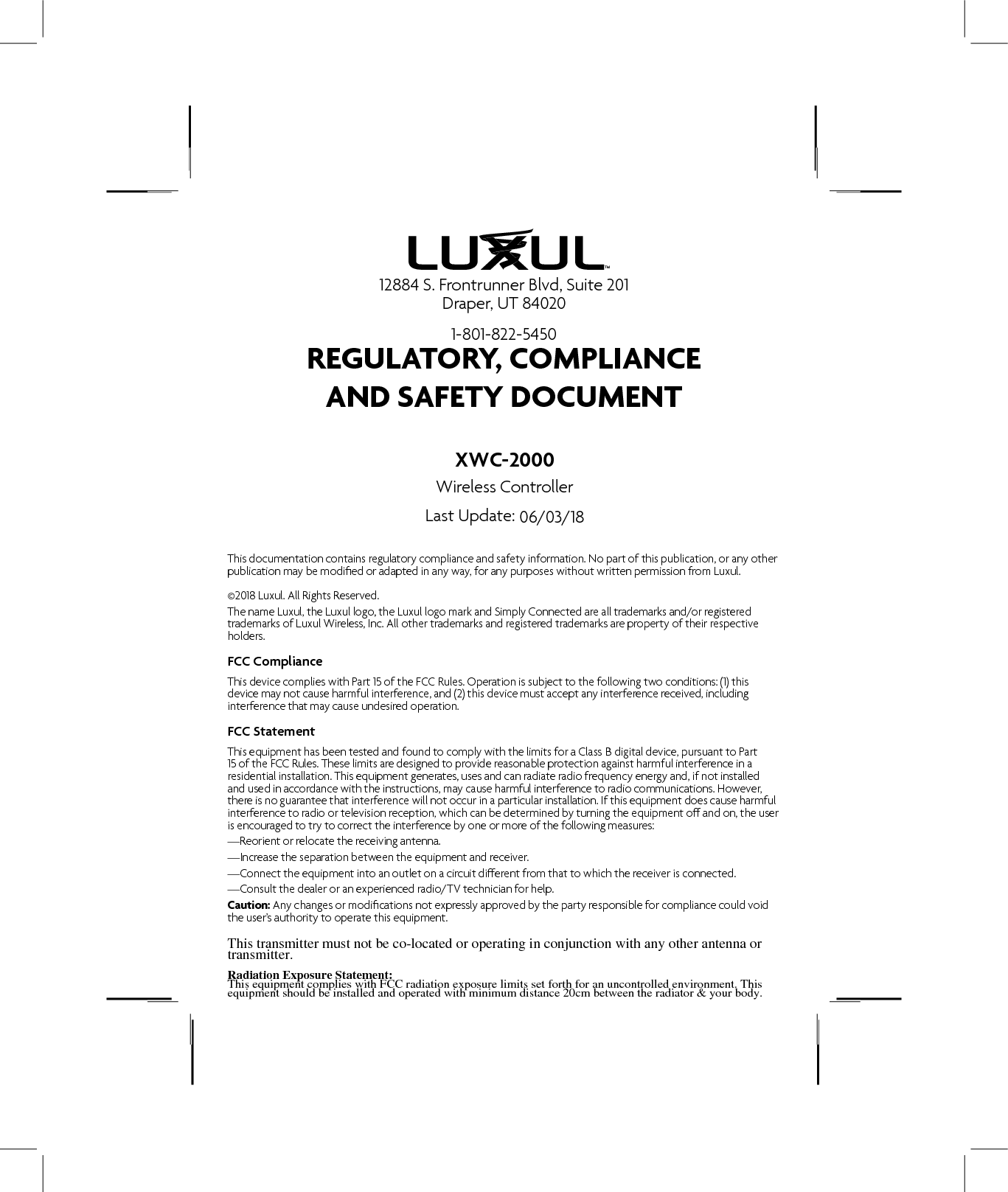Luxul Wireless XWC2000 Wireless Controller User Manual