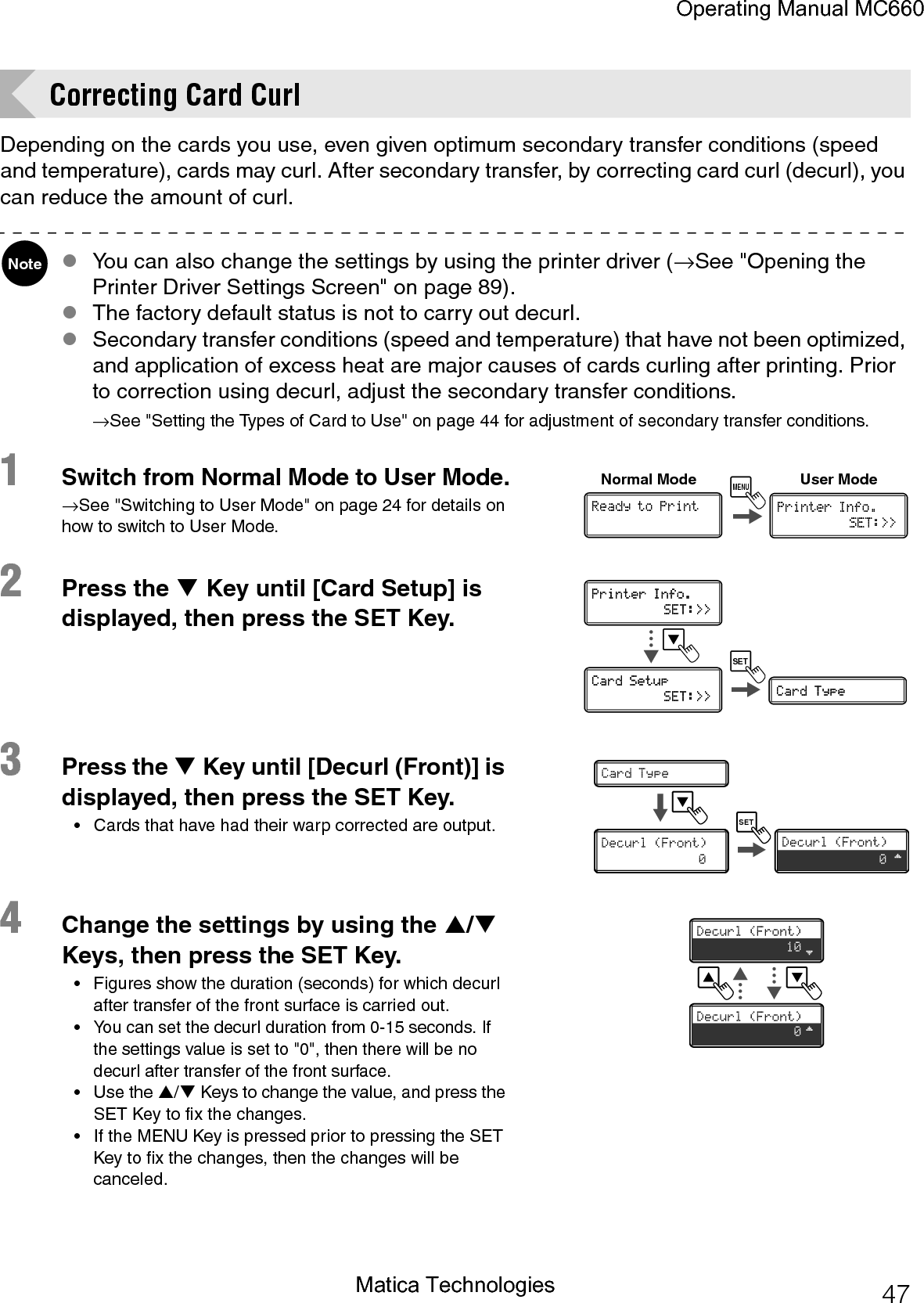MATICA Technologies MC660 Professional CARD printer User Manual