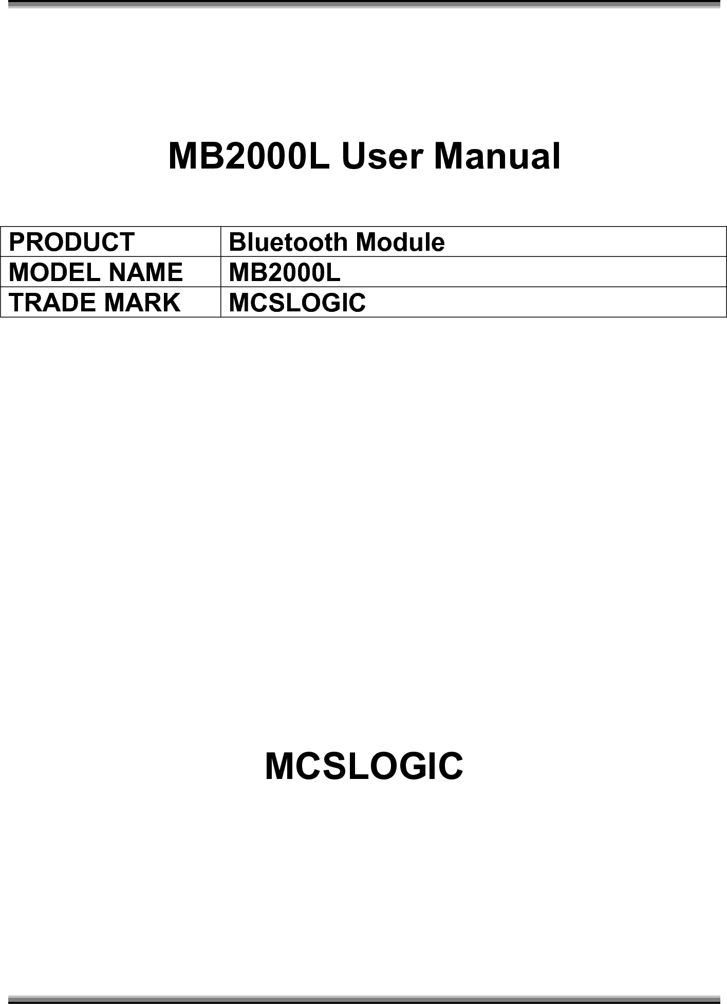 MCS LOGIC MB2000L MB2000L User Manual MB2000L datasheet rev1 2x