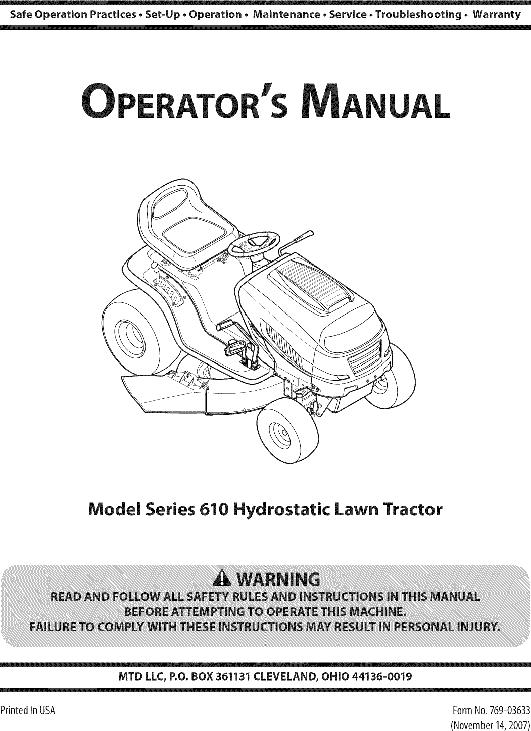 MTD 13AX615G055 User Manual TRACTOR Manuals And Guides 1109240L
