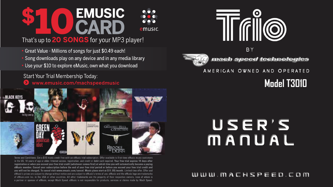 Mach Speed Technologies Trio T3010 Users Manual