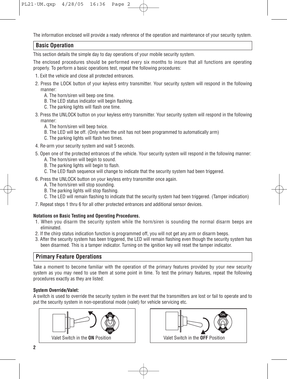 Magnadyne Remote Mobile Security System Pl21 Users Manual UM.qxp