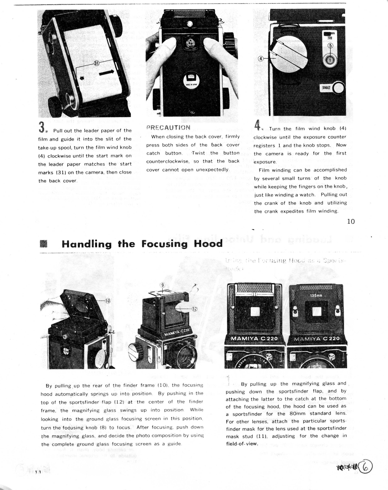 Mamiya C220 Professional Instruction Manual