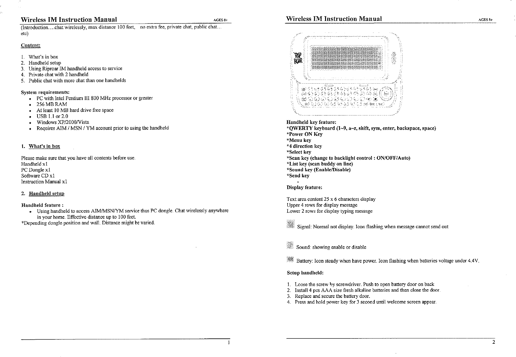 Manley Toys 34727-1-900 Rip Roar Instant Messenger (Handheld Unit) User ...