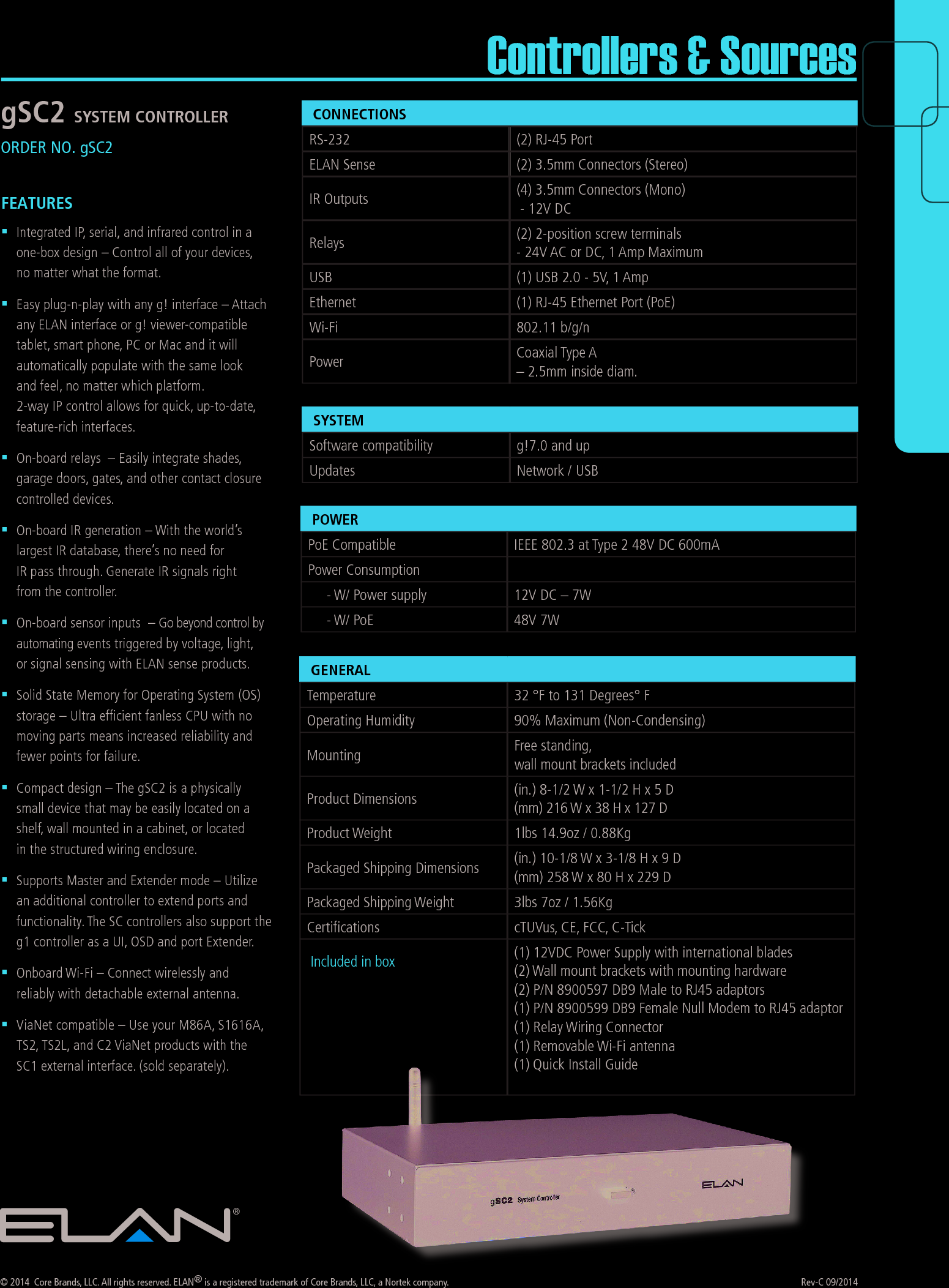 Elan Datasheet Gsc2 Rev C 0917 Web User Manual G SC2
