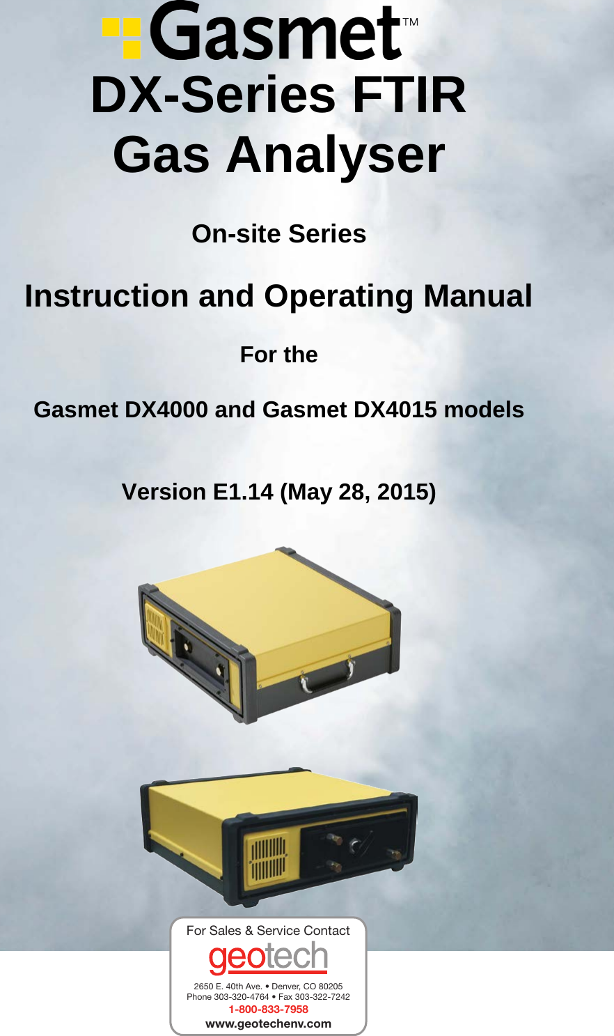 Gasmet DX4015 FTIR Gas Analyser Instruction And Operating Manual