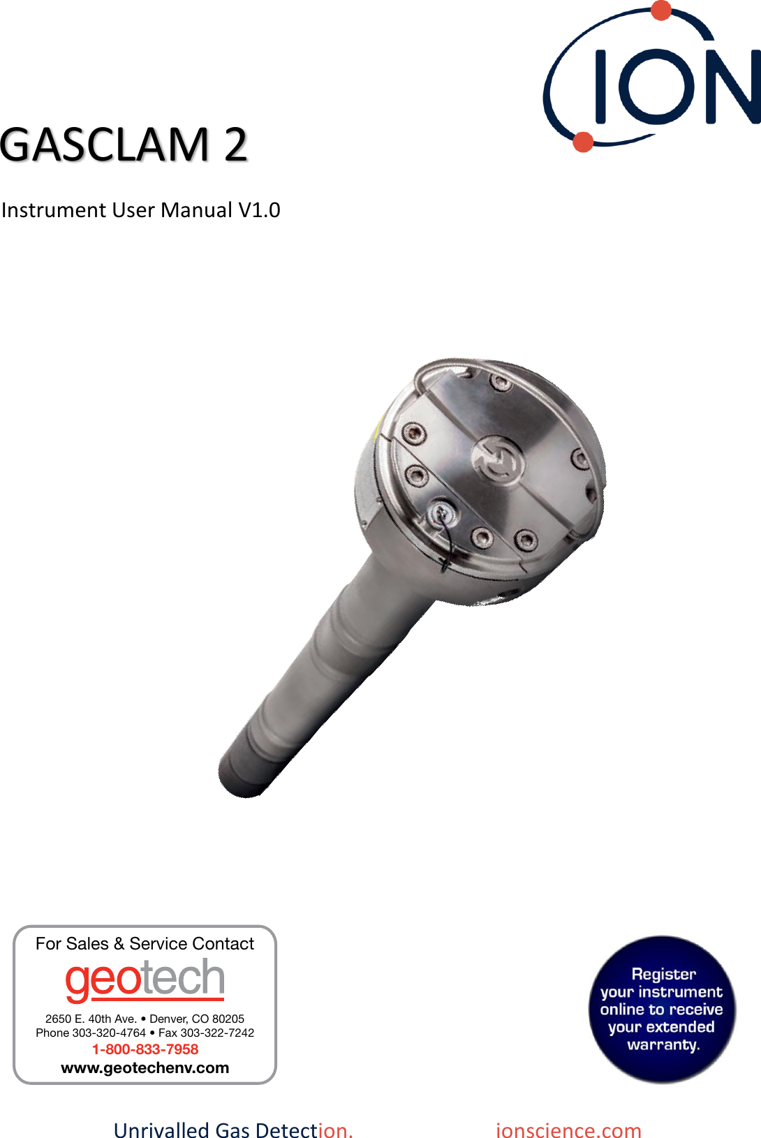 Ion Science GasClam 2 Instrument User Manual V1.0 Gas Clam