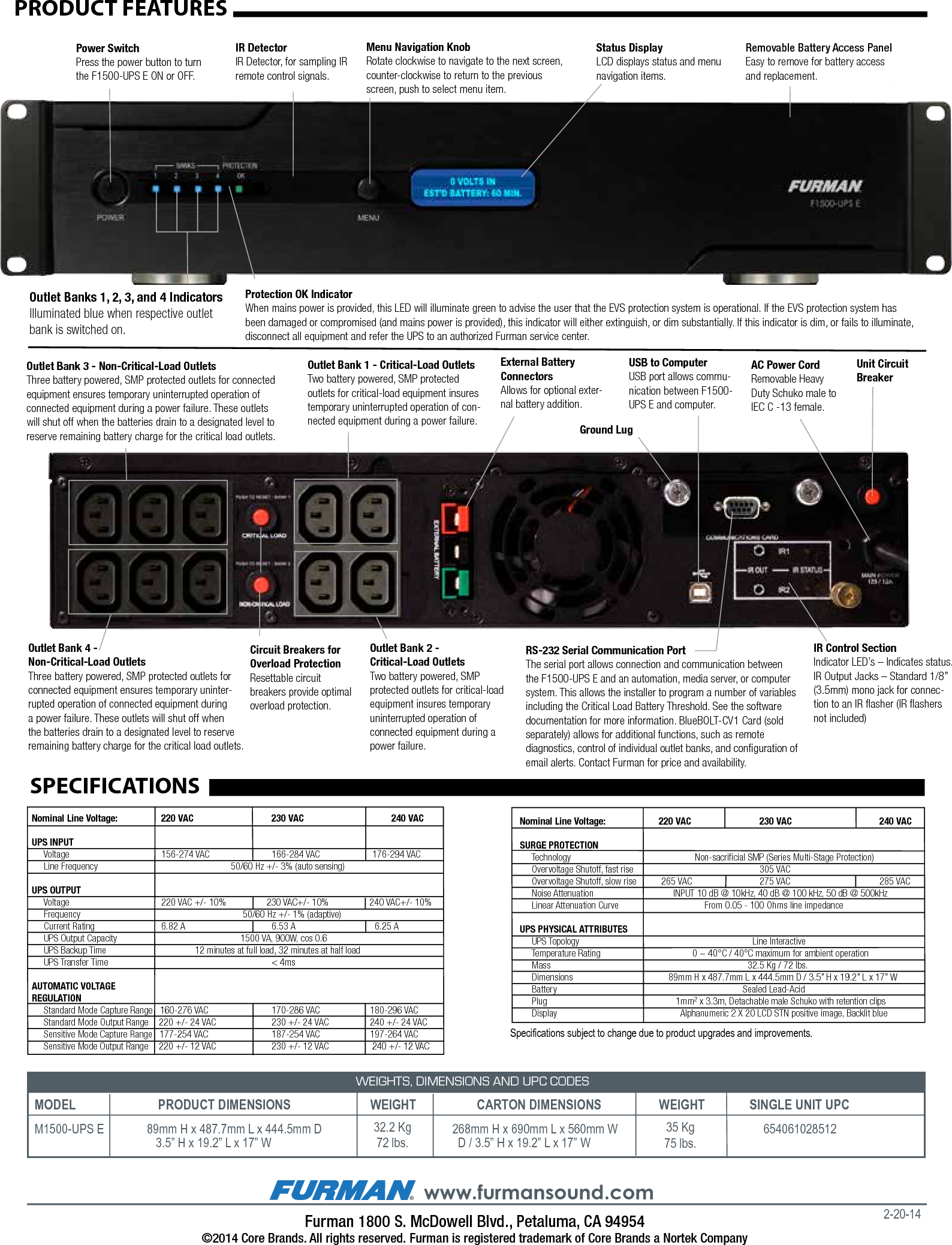 Pdf F1500 Ups E Datasheet User Manual