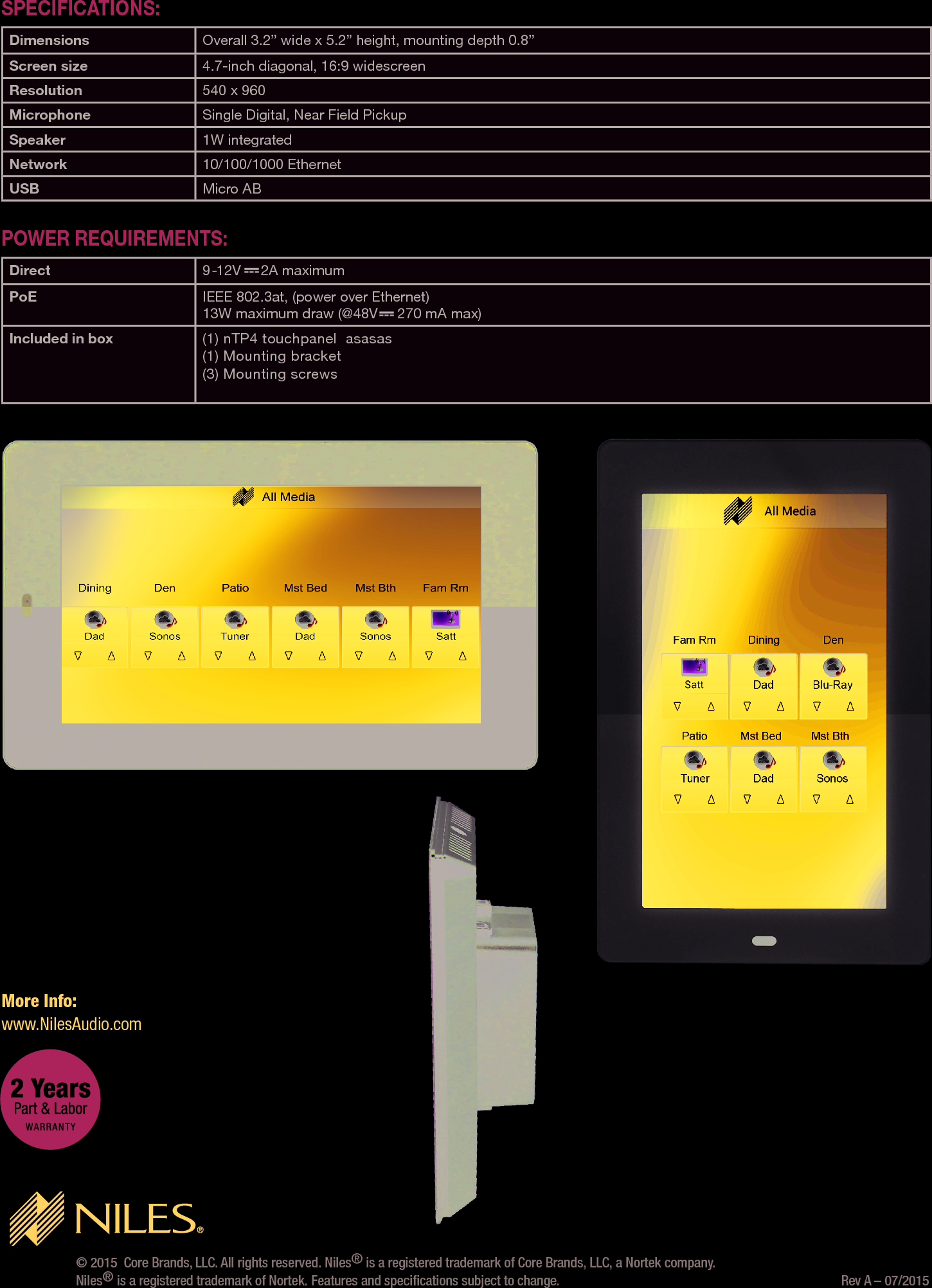 Pdf Ntp4 W Datasheet Niles_Datasheet_Auriel_nTP4_Rev A_0709_PRINT User ...