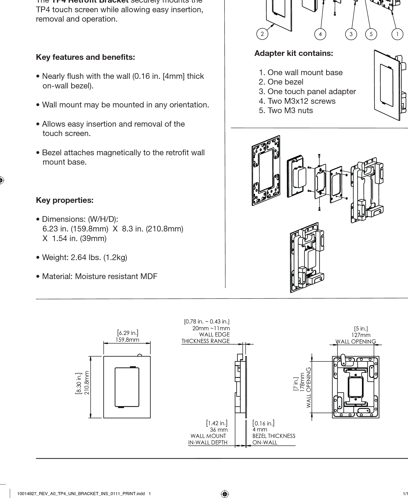 Pdf Tp4Rbkt W Manual 10014927_REV_A0_TP4_UNI_BRACKET_INS_0111_PRINT User