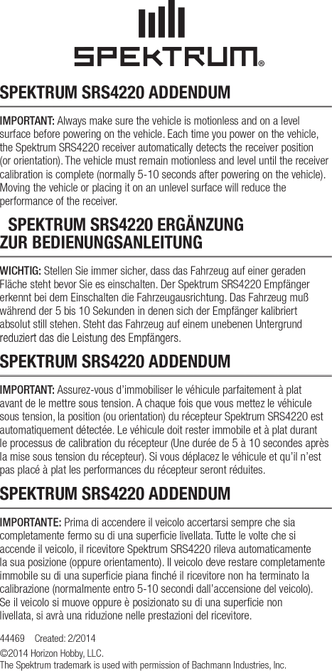 SPMSRS4220 Manual Addendum Receiver Calibration
