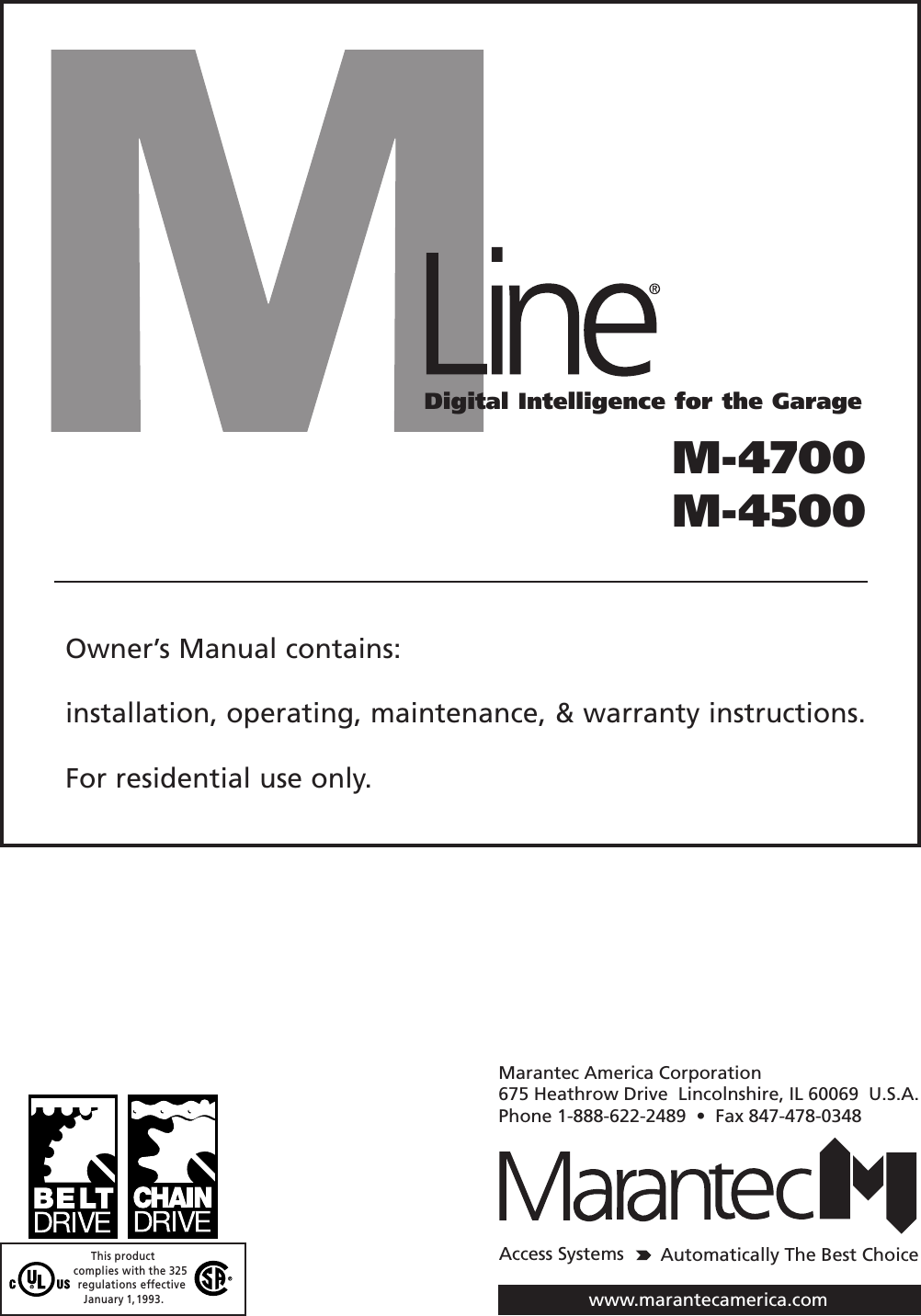 Marantec M 4700 Owners Manual 822442 8030628_0804_Mline User
