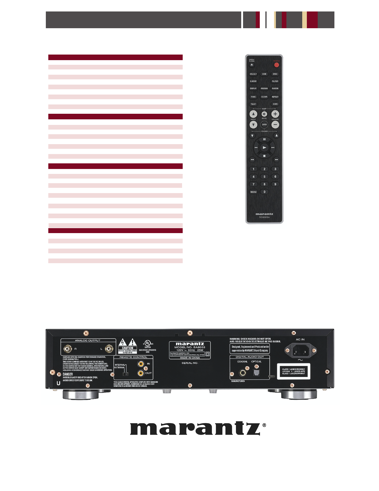 Marantz Sa8003 Users Manual SA8003.qxp
