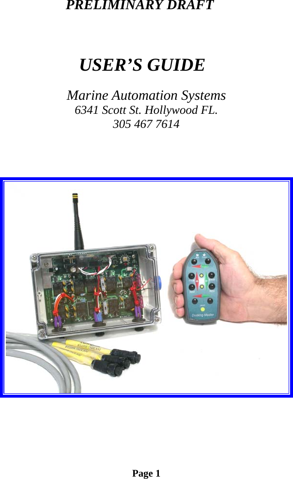 Marine Automation Systems RC-5660 DOCKING MASTER TRANSMITTER User ...