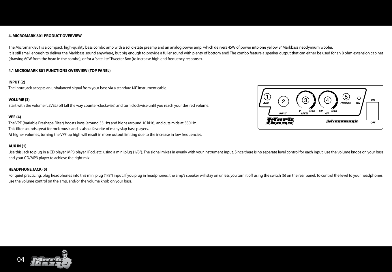Markbass Micromark 801 Owners Manual