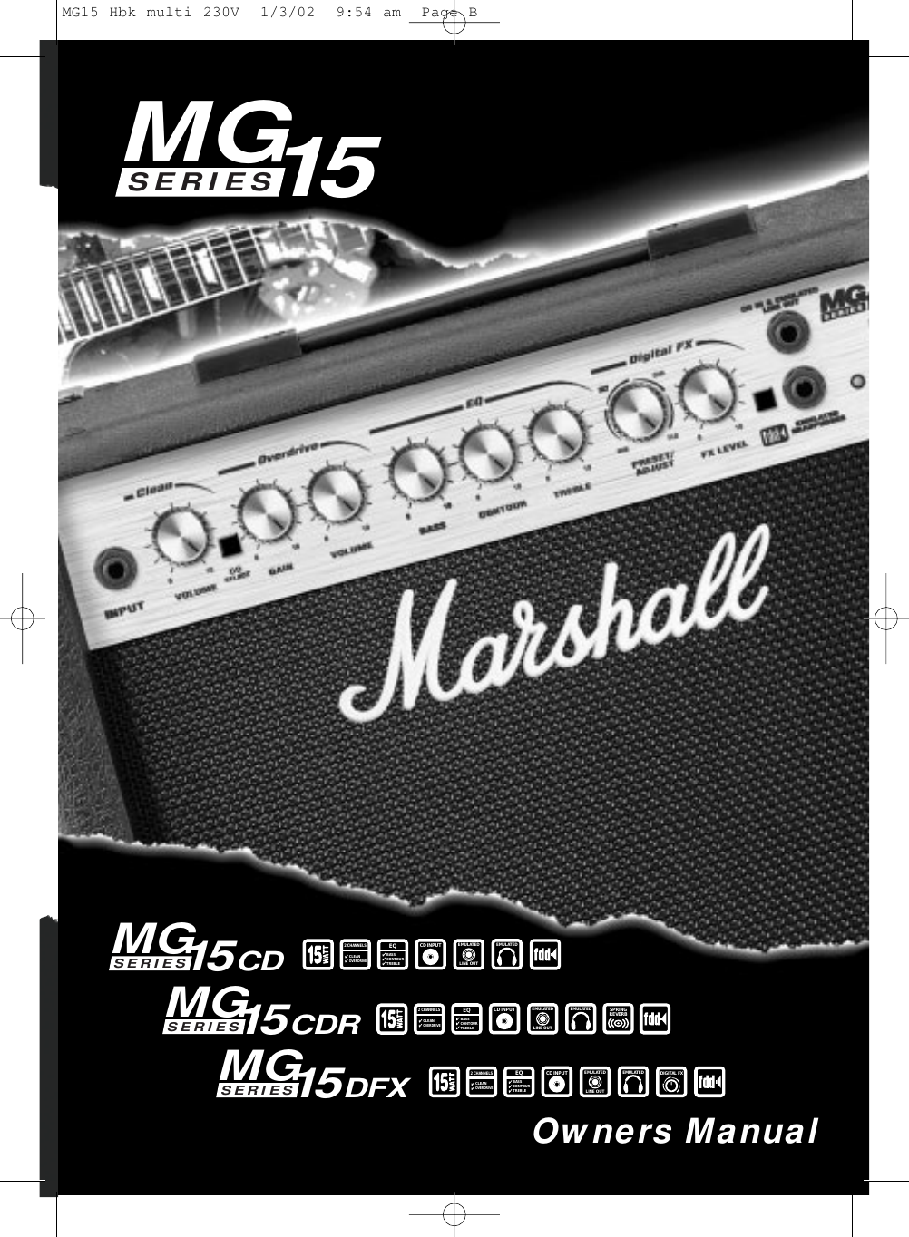 Marshall Amplification Mg15 Series Users Manual Hbk Multi 230V