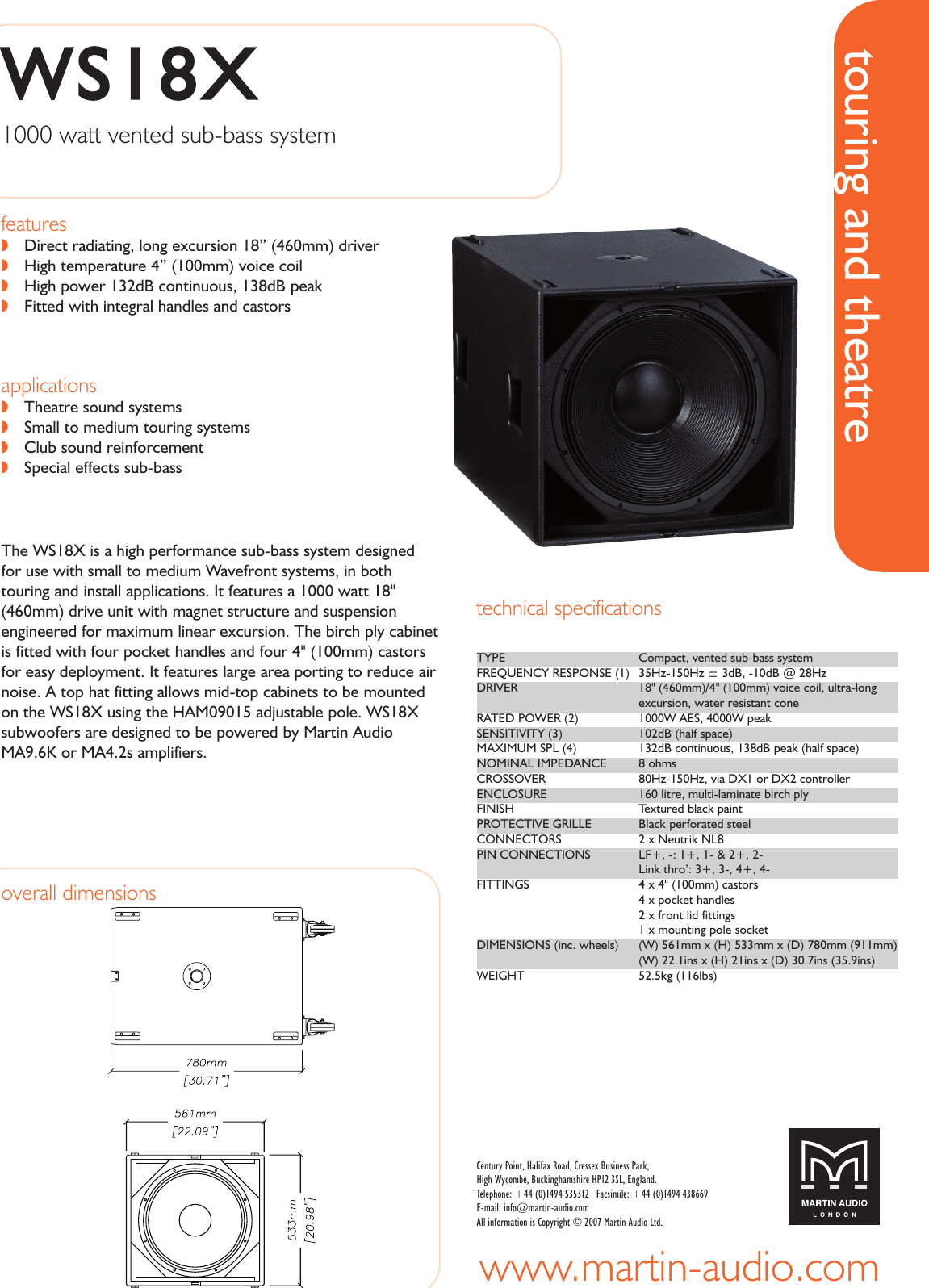 Martin Audio Ws18X Users Manual WSX Single Page