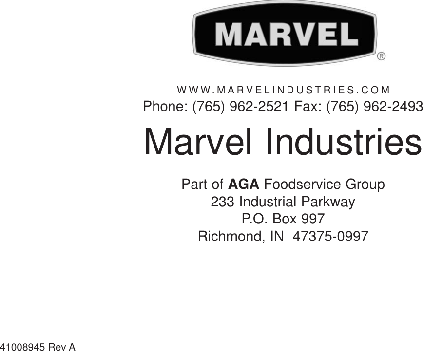 Marvel Industries 3Sbar Users Manual 41008945 Rev A2.qxp