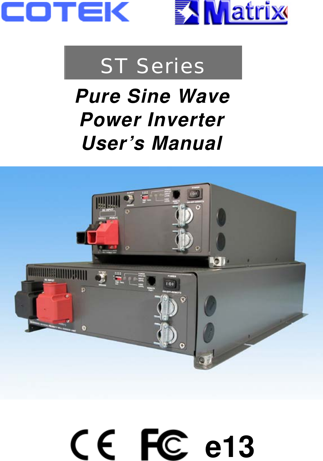 Matrix Software Pure Sine Wave Power Inverter E13 Users Manual WF 600T ...