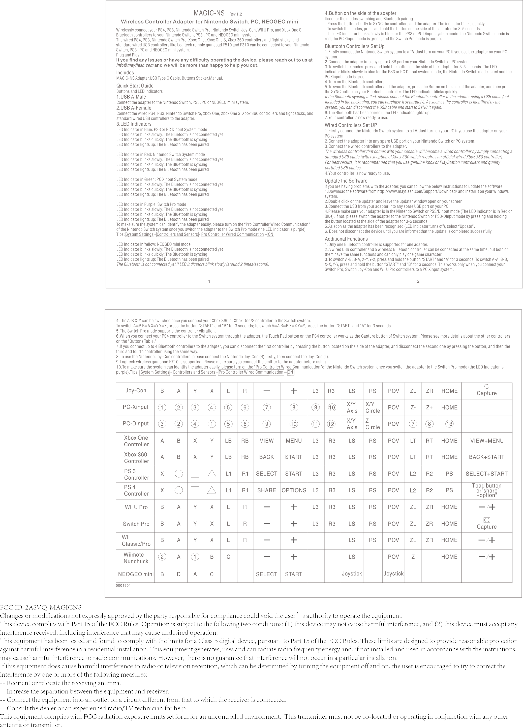 Mayflash MAGICNS MAGIC-NS User Manual NS2018 12 27