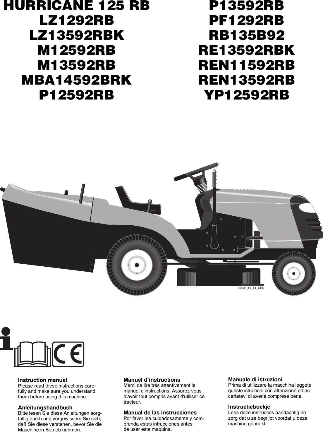 Mcculloch Hurricane 125 Rb Instruction Manual OM, McCulloch, M12592RB, M13592RB, 960610101 ...