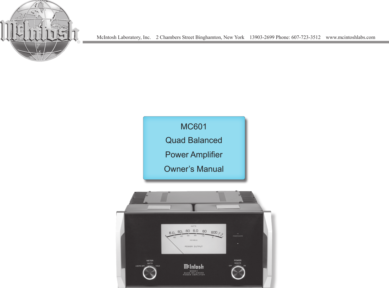 Mcintosh Mc 601 Users Manual