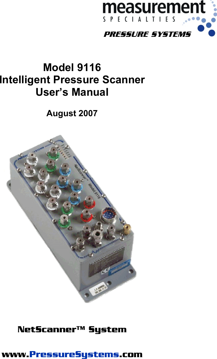 Measurement Specialties 9116 Users Manual