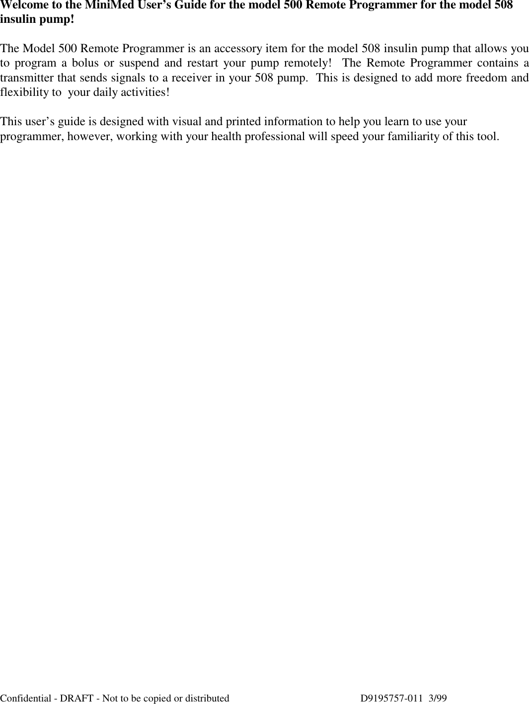 Medtronic MiniMed 500RU User Manual manual