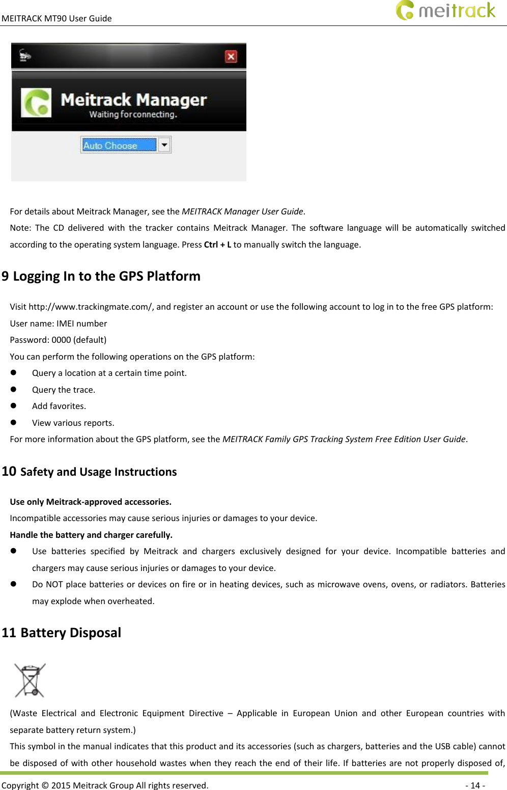 Meitrack Group MT90 GPS Tracker User Manual