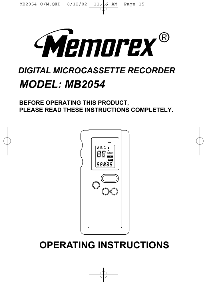 Memorex Mb2054 Users Manual O/M